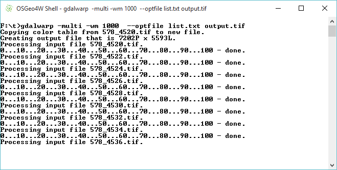 dominoc925: Mosaic a large number of GeoTiff images using GDAL
