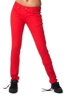 Little Black Cherry: SUPER LOW RISE Red Scene Skinny Jeans