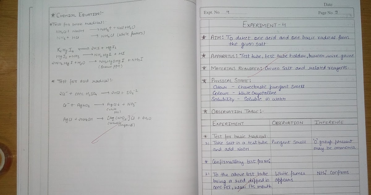 To Detect one Acid and one Basic Radical Salt Experiment : NH4Cl ...