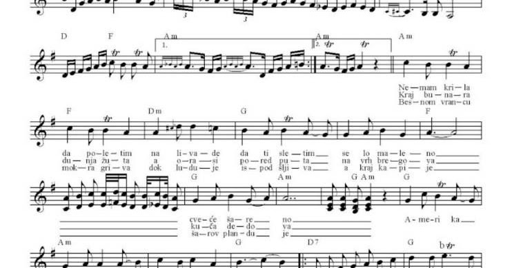 NOTE | DOMACE I STRANE: MIROSLAV ILIĆ AMERIKA NOTE AKORDI TEKST