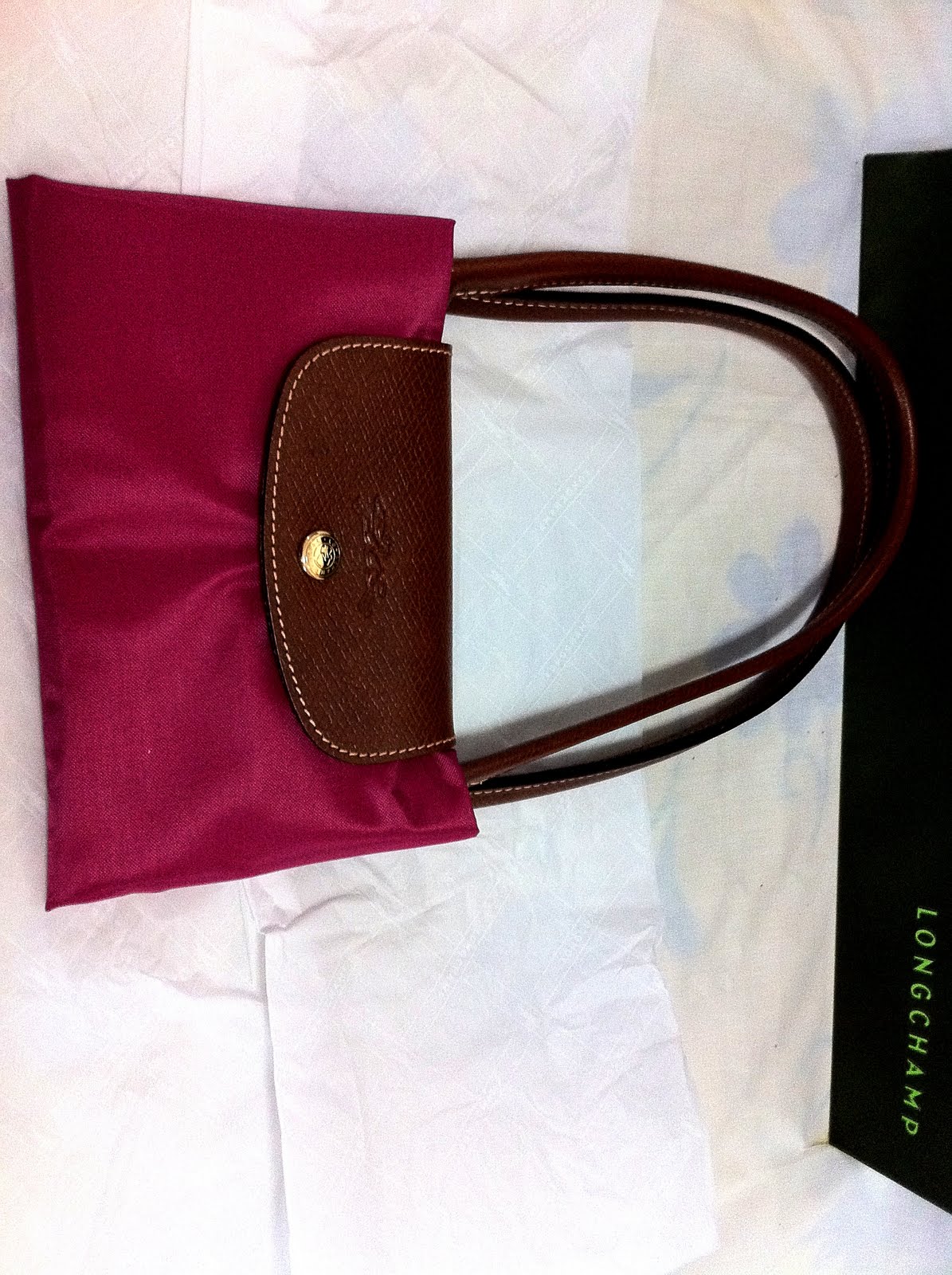 HauteStore: LONGCHAMP Le Pliage Small Tote, Long Handle 2605089 Fuschia