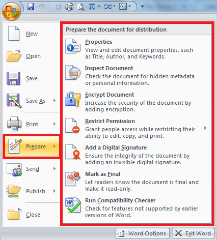 Microsoft Office 2007: Microsoft Word "Office Button" 2007