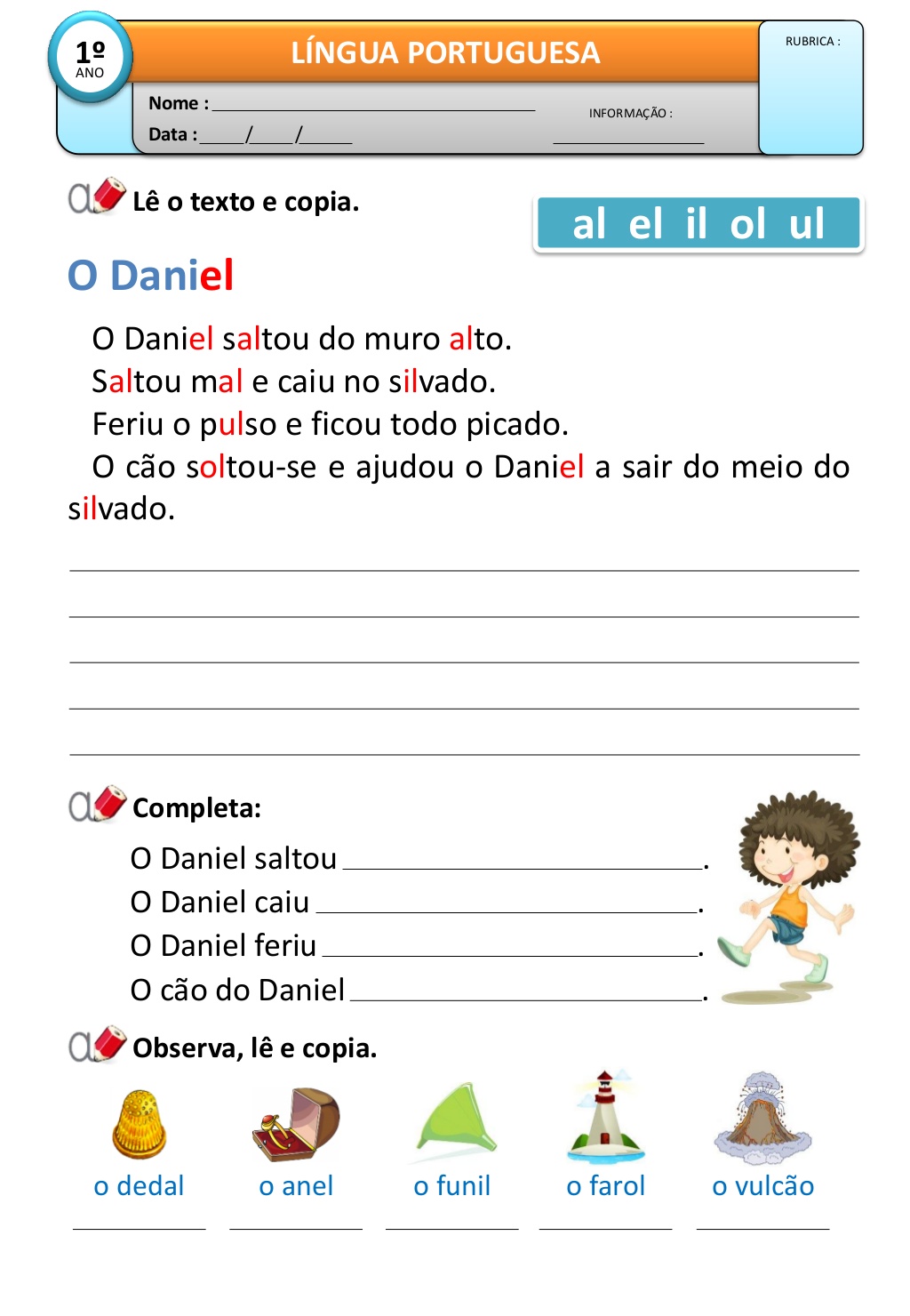 Atividades Com Al El Il Ol Ul Para Alfabetização - RETOEDU