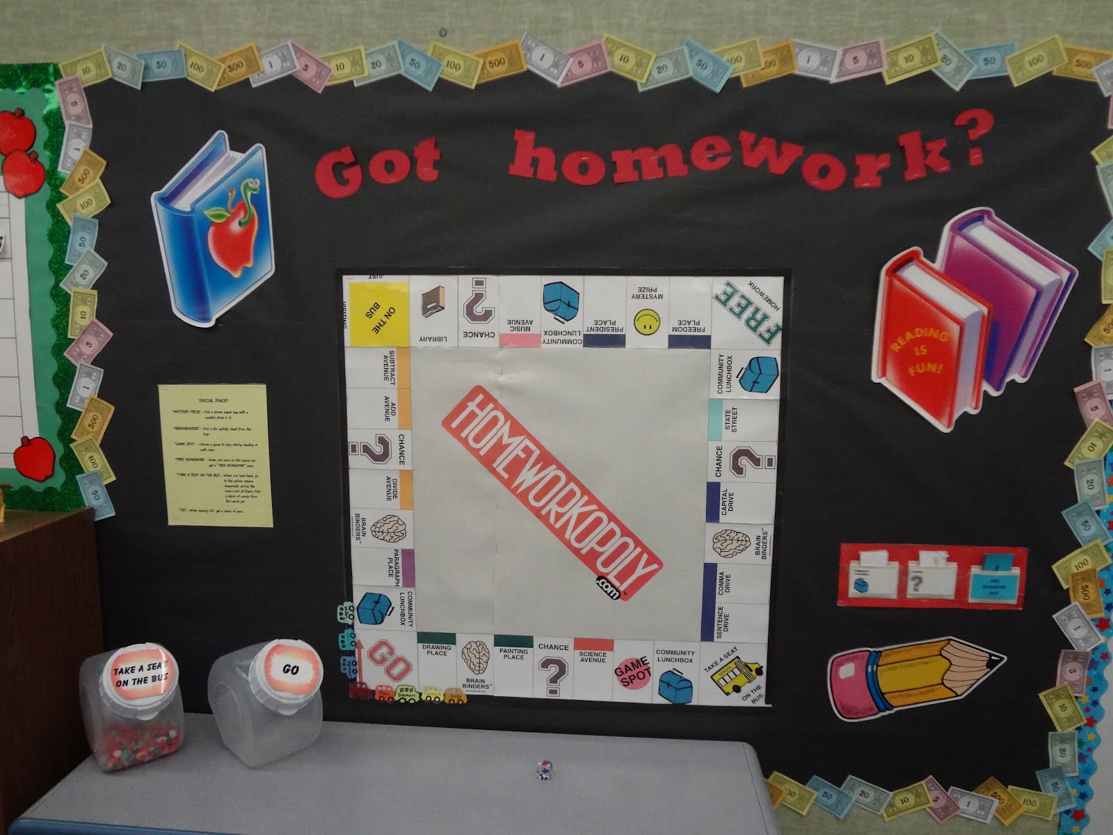 The Joy of Scrapping: Homeworkopoly - School Bulletin Board