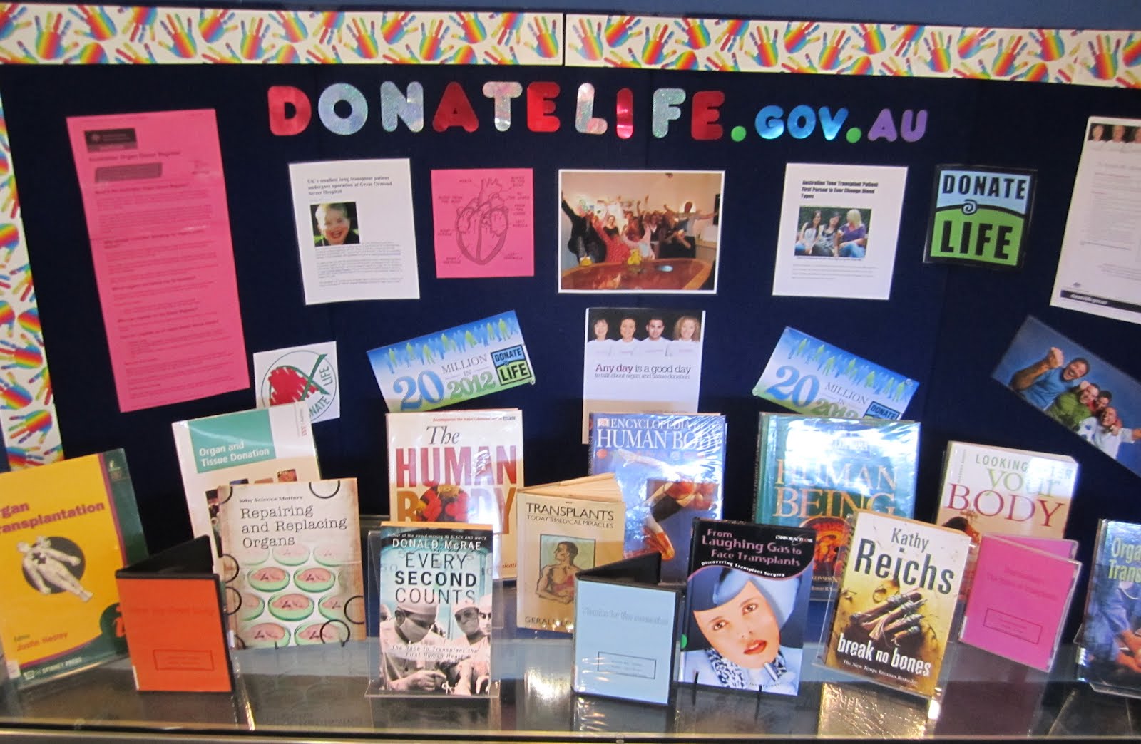 Canning College Library Displays: Donate Life Week