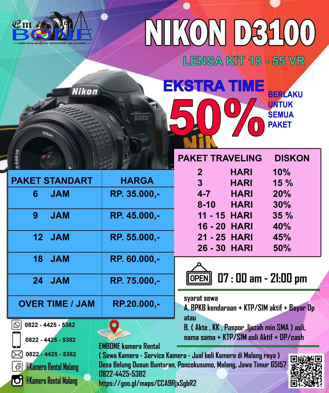 Rental Kamera Dslr-Mirorless-Prosummer-Proyektor di Malang
