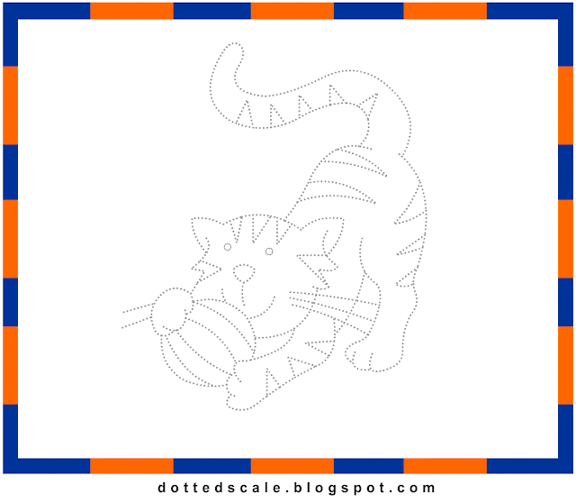 Printable Dotted Drawing Pictures: Cat Dotted for kids