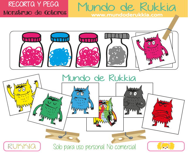Recorta y Pega del Monstruo de Colores | Mundo de Rukkia