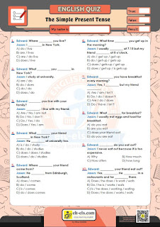 The simple present tense multiple choice test | www.elt-els.com