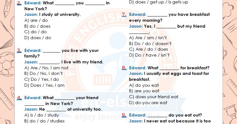 The simple present tense multiple choice test | www.elt-els.com