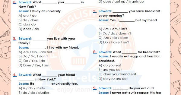 The simple present tense multiple choice test | www.elt-els.com