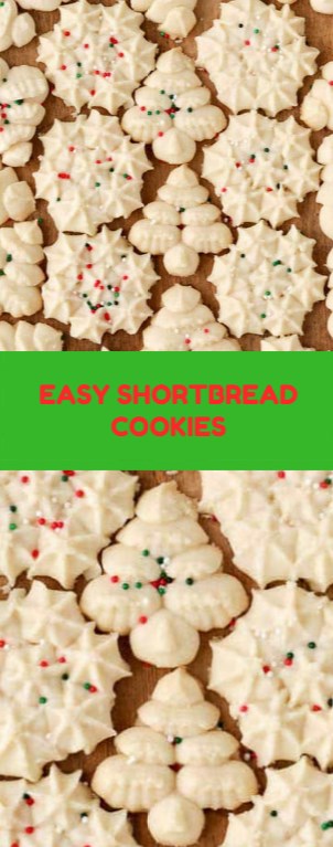 EASY SHORTBREAD COOKIES (COOKIE PRESS) #christmas #cookies | Aurel Kitchen