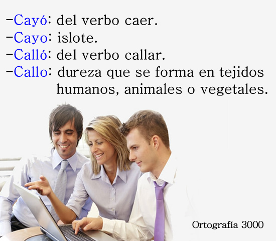 Diferencias entre cayó, cayo, calló y callo - Ortografía 3000