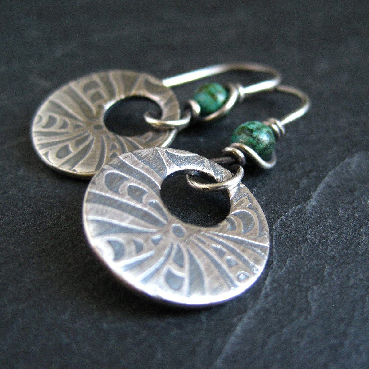 Etched Silver and Copper Wirework Earrings