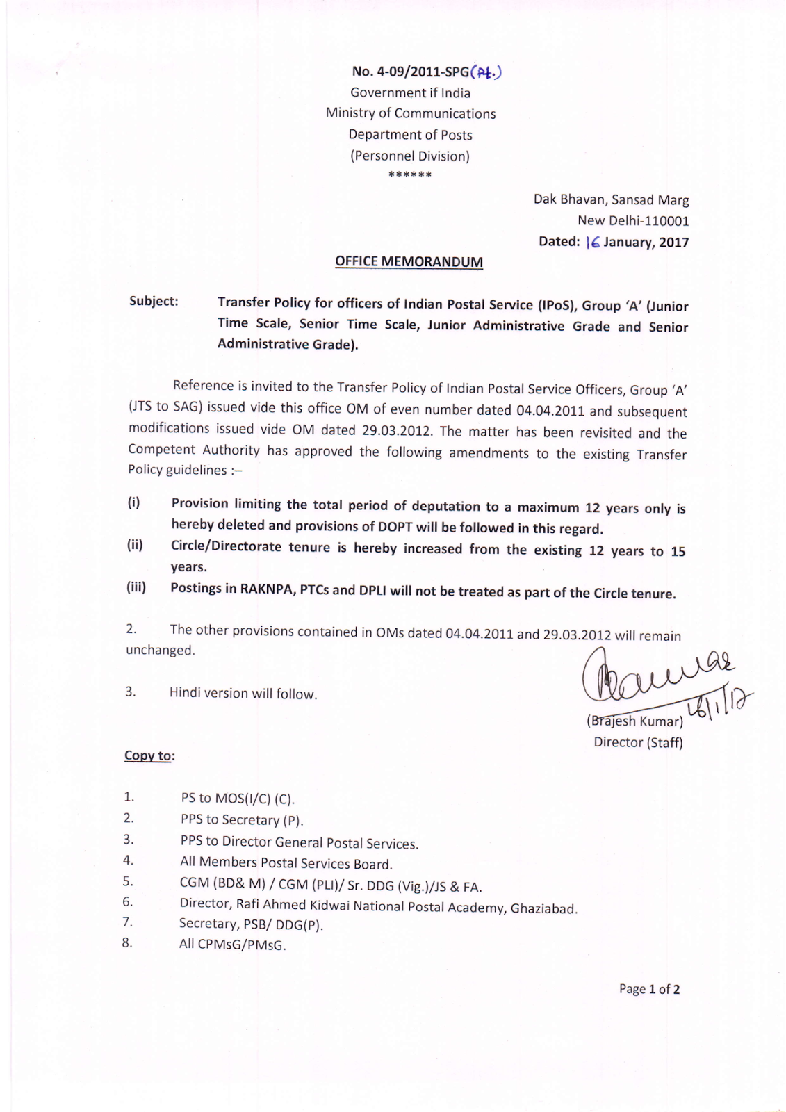 Transfer Policy for officers of IPoS, Group A (JTS, STS, JAG and SAG ...