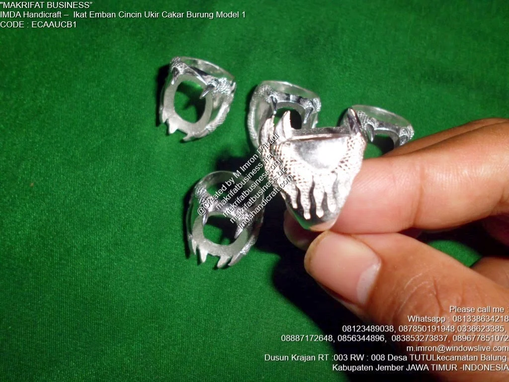 Ikat Emban Cincin Akik Aloy Alpaka Perak Bali Model Ukir Cakar Burung ...