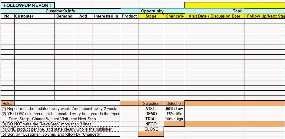 Customer Follow Up Excel Spreadsheet