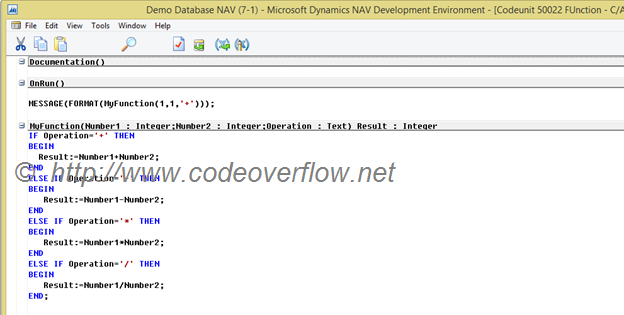 How to use function in Microsoft Dynamics Navision