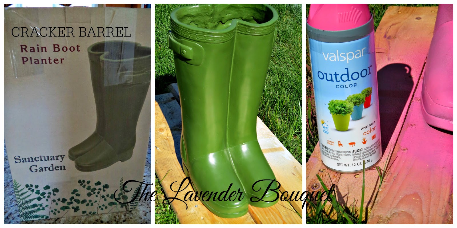 The Lavender Bouquet: DIY---CRACKER BARREL RAIN BOOT PLANTER
