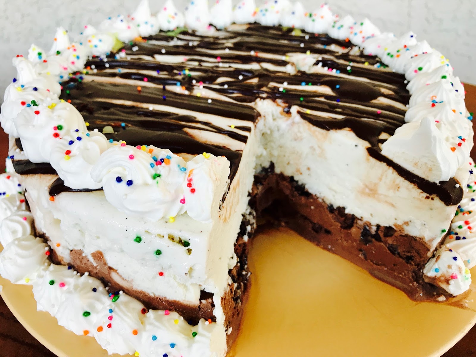Ice Cream Cake With Cookies Chocolate And Vanilla Whipped Cream ice-cream-cake-with-cookies-chocolate-and-vanilla-whipped-cream