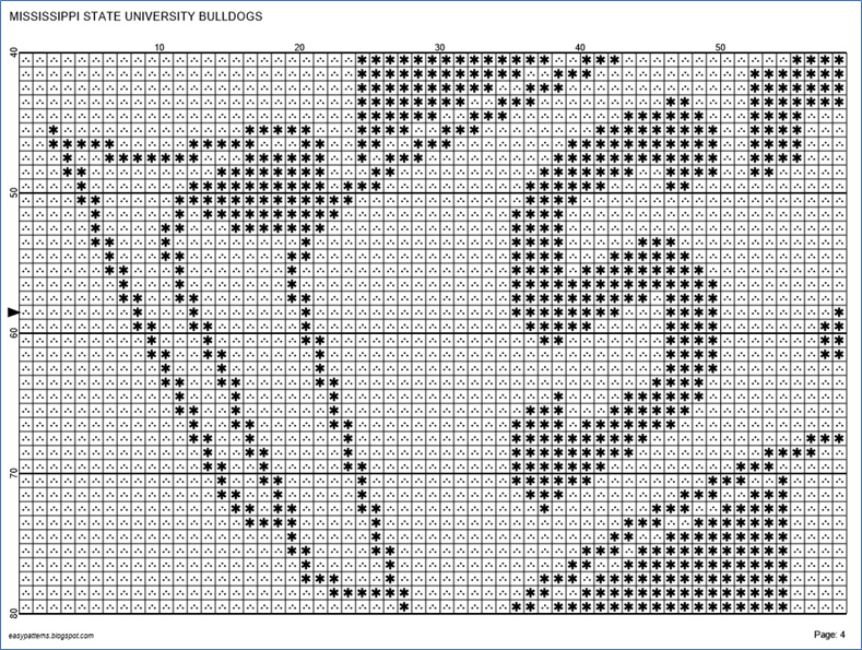 EASY PATTERNS: Mississippi State University Bulldogs cross-stitch pattern