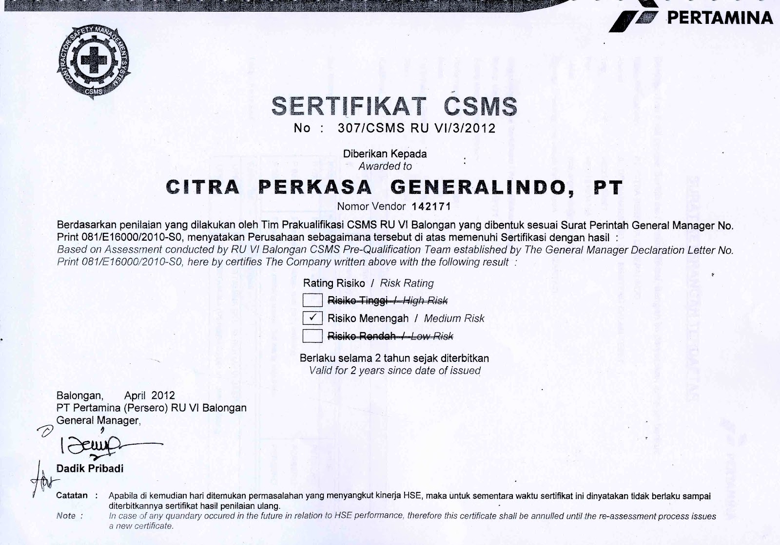 Official Website PT.Citra Perkasa Generalindo ::..: Partner