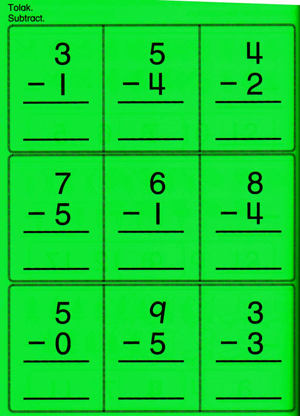 KSSR MATEMATIK: Operasi Tolak Hingga 10