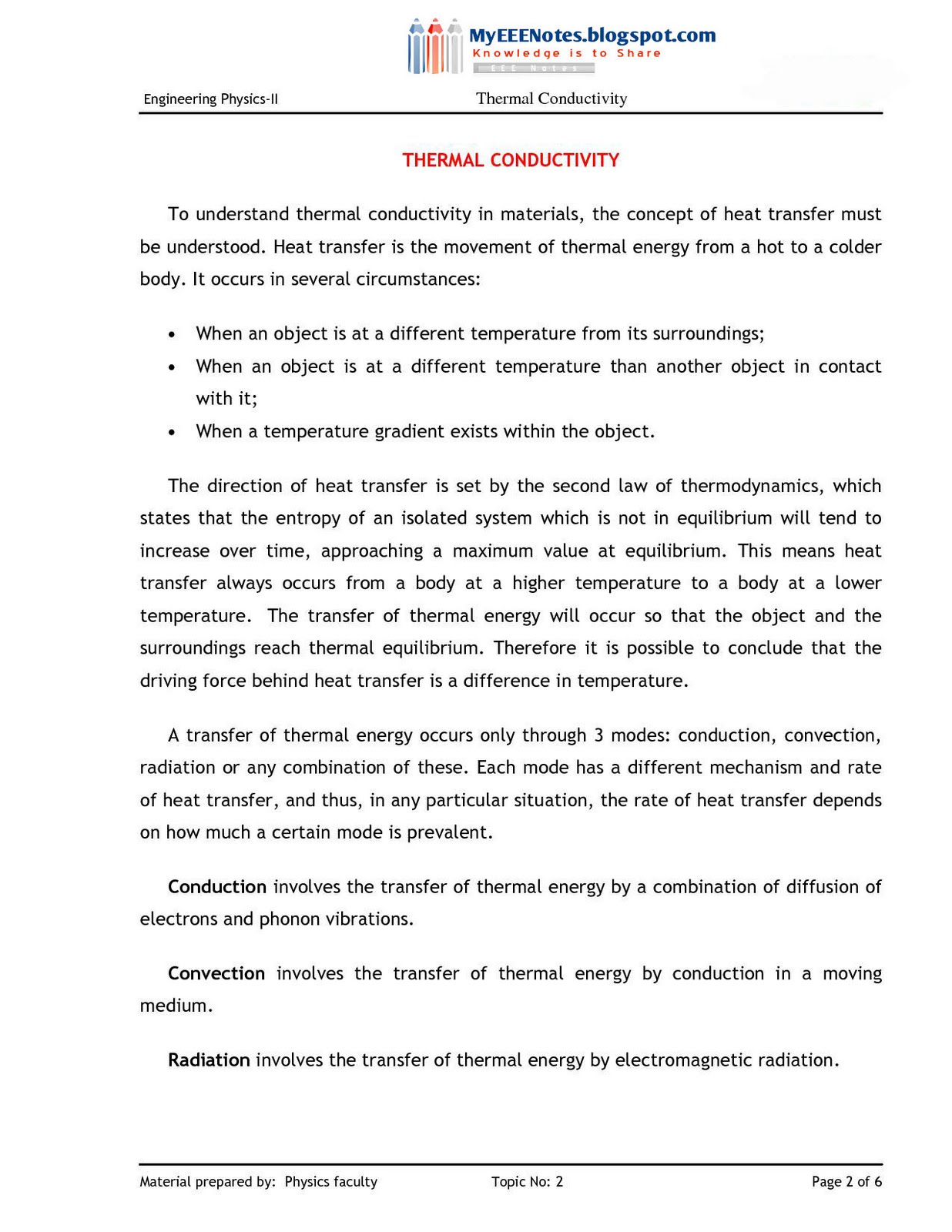 Engineering Physics - II - Unit 1 Thermal conductivity Notes ...