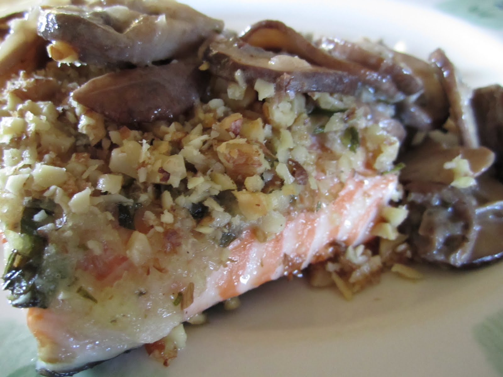 Cooking The Day Away: Walnut Encrusted Salmon with White Wine Mushrooms...