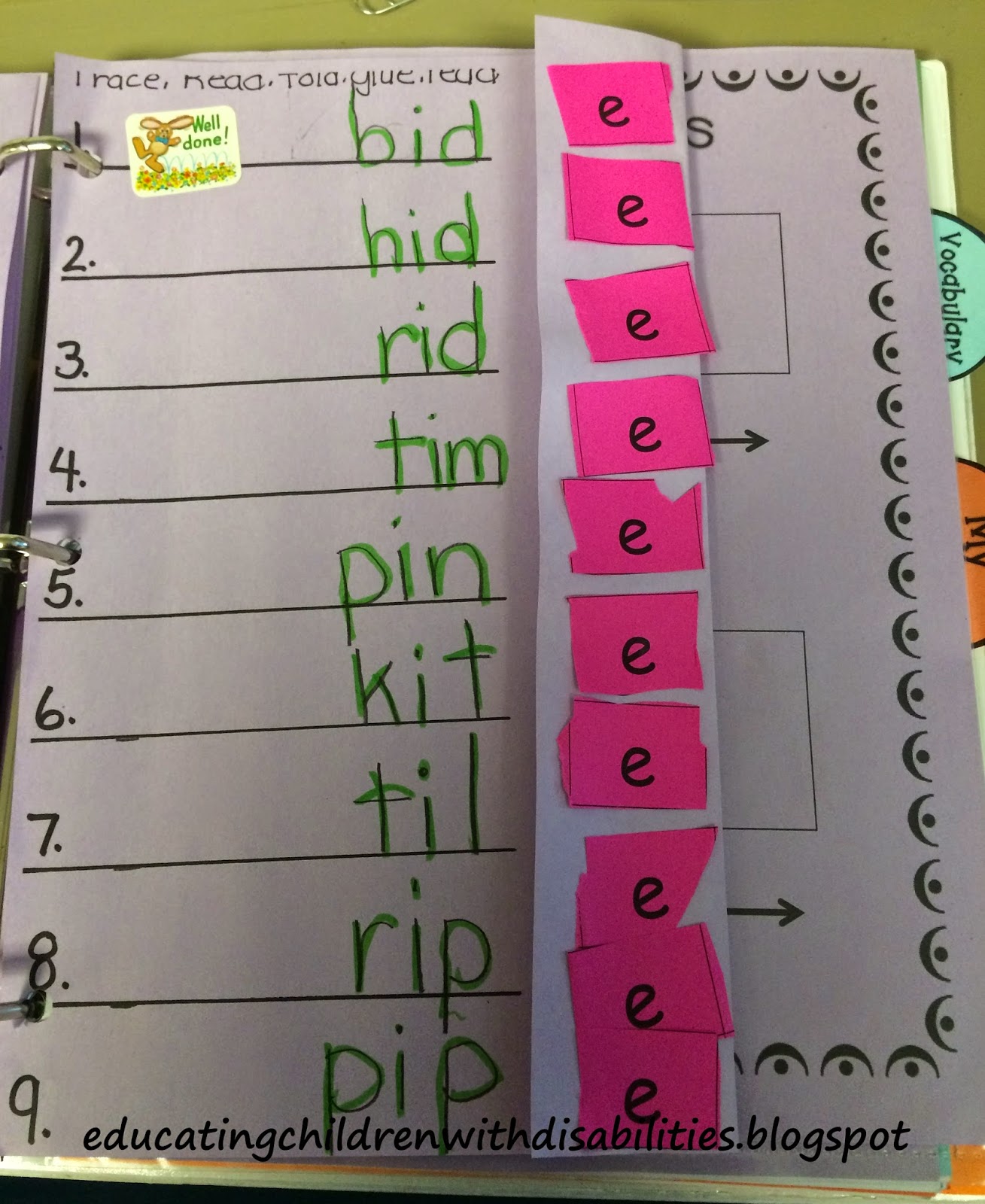 Educating children with disabilities: Interactive Notebooks