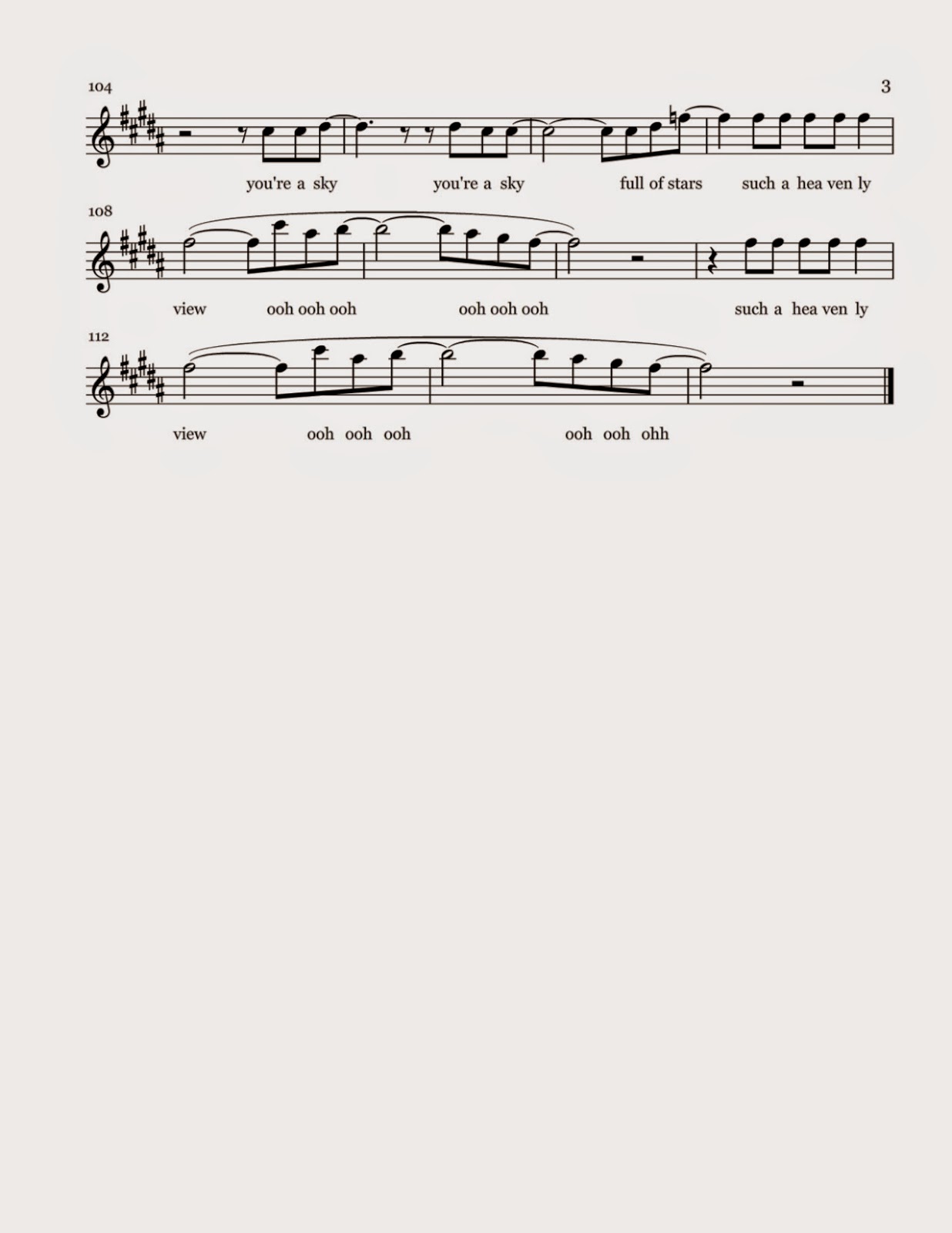 Flute Sheet Music: A Sky Full of Stars - Sheet Music