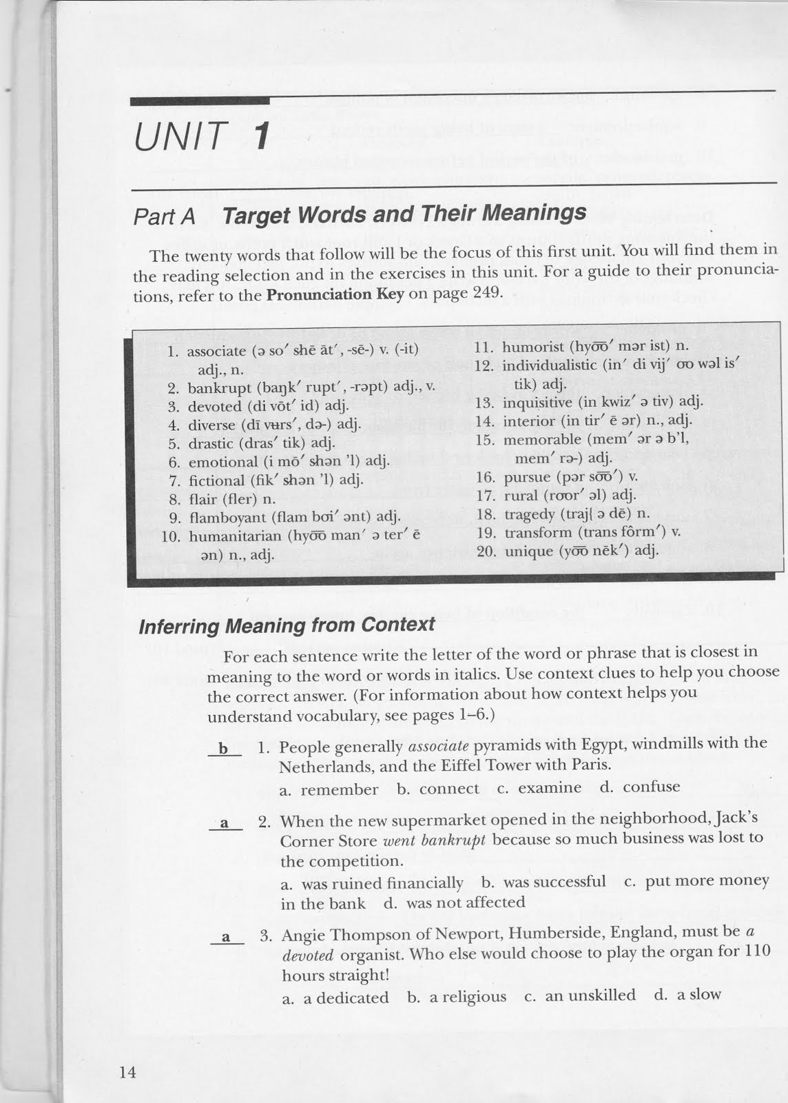 Language Grade 8: Wordskills Unit 1 Part A Answers