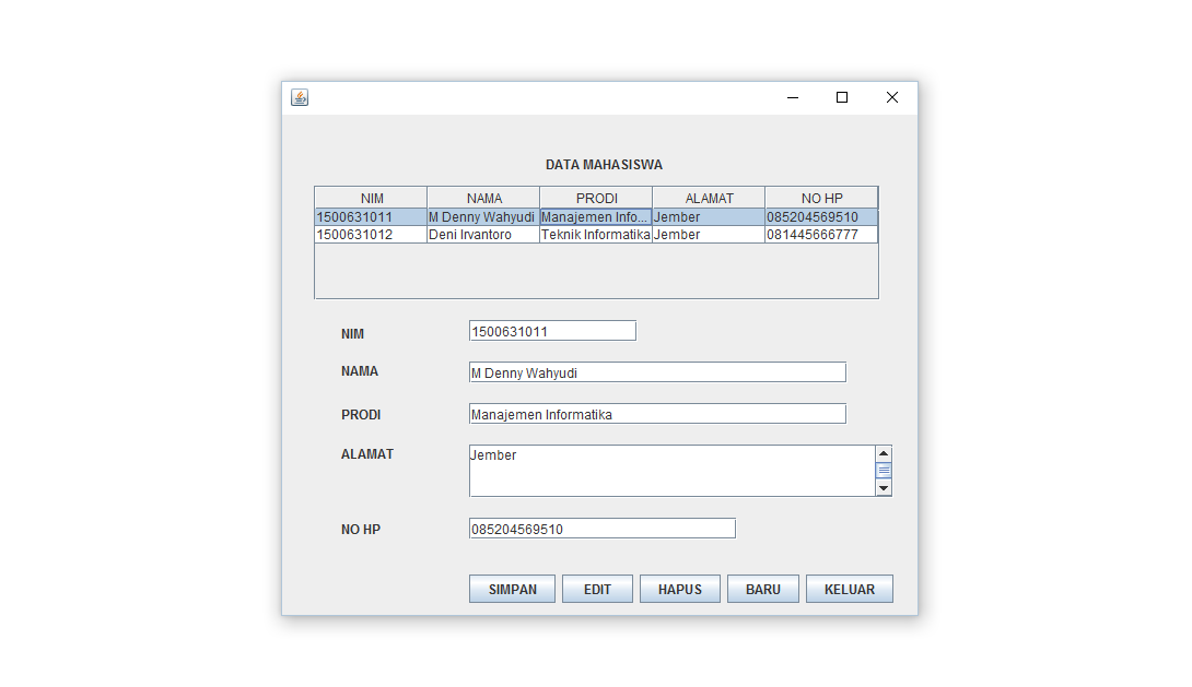Cara membuat CRUD GUI dengan Java | Download Source Code PHP dan Java ... Cara membuat CRUD GUI dengan Java | Download Source Code PHP dan Java ...