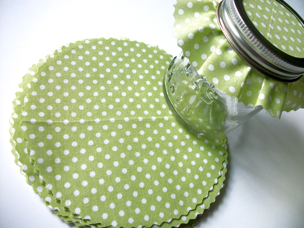 Colorful Adhesive Canning Jar Labels: Green Polka Dot Jam Jar Covers