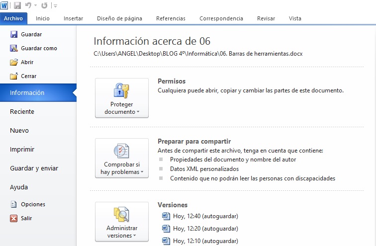 4ºCURSO DE EDUCACIÓN PRIMARIA : HERRAMIENTAS Y BOTONES DE WORD