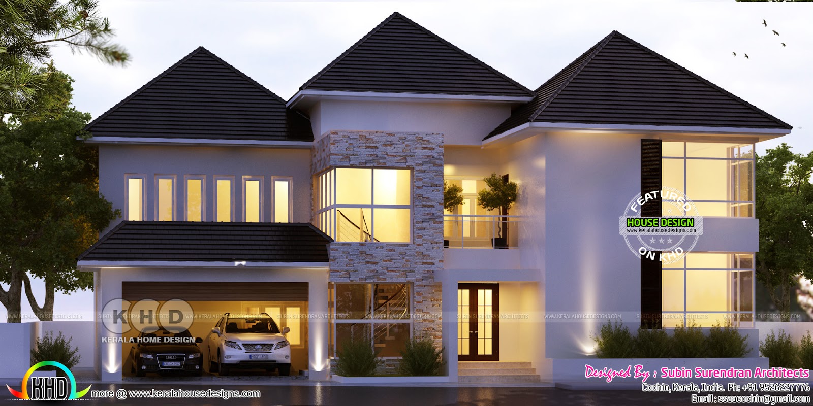 European touch sloping roof house architecture - Kerala Home Design and ...