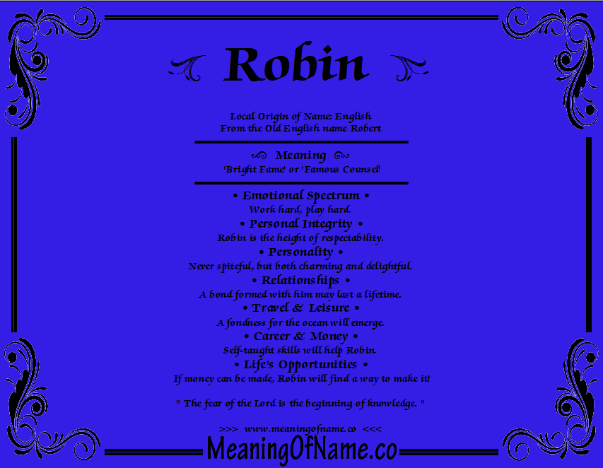Robin Meaning Of Name robin-meaning-of-name