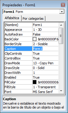 Lenguaje Visual Basic: Las ventanas de propiedades de Visual Basic