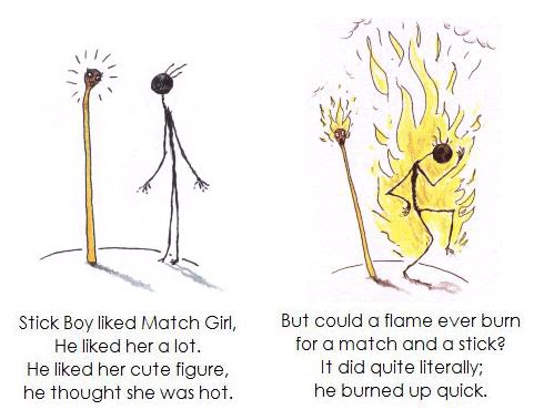 Sweet tides: Stick Boy and Match Girl in love