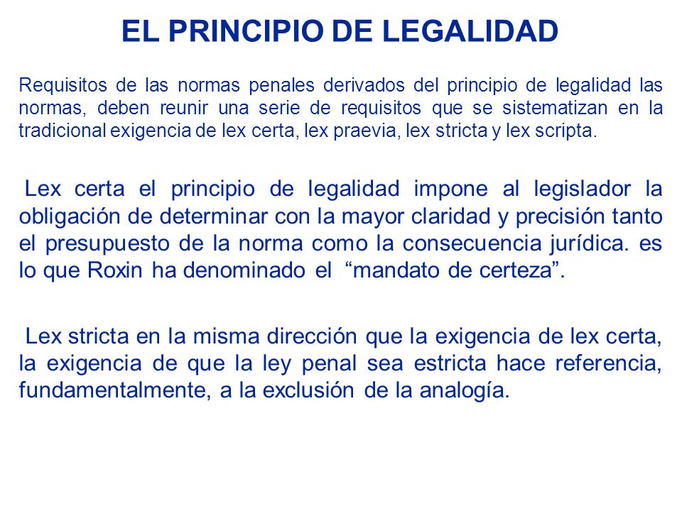 EL PRINCIPIO DE LEGALIDAD EN EL DERECHO PENAL