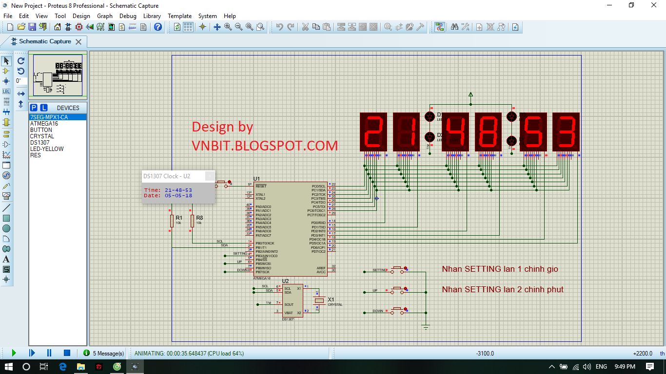 Share CLOCK 7SEG sử dụng ATMEGA16, full code C use Codevision, demo use PROTEUS 8.5 - Điện ...