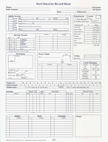 Jade Gaming News: 2nd Edition Bard Character Sheet