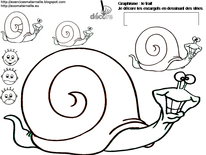 Maternelle: Graphisme et écriture en cursives avec des escargots