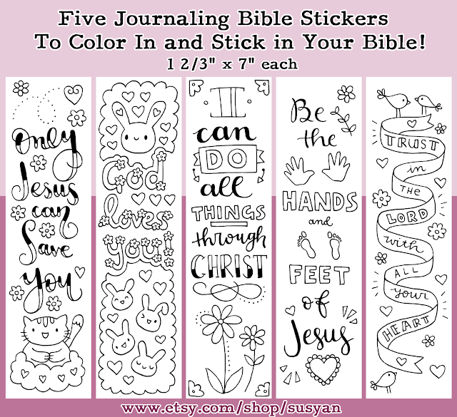 Susyan Crafts: Cute Color-In Journaling Bible Stickers for your Bible ...