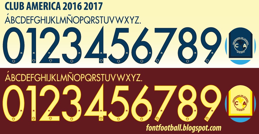 FONT FOOTBALL: Font Vector Club America 2016 2017 kit