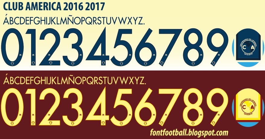 FONT FOOTBALL: Font Vector Club America 2016 2017 kit