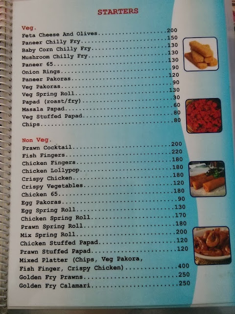 Travel and food tales: Goa - Food, Menus - Baga (Part 1)