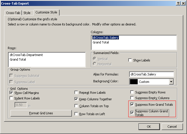 Crystal Reports Crosstab Report Suppress Grand and Subtotals | C# Guide ...