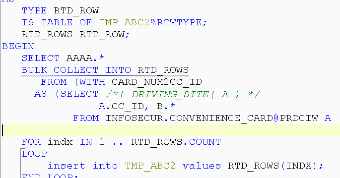 Lans2us Oracle Using Cursor To Insert Record From Remote Database Link With Hint 