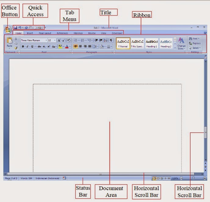 Pengenalan Interface / Tampilan Microsoft Word 2007.